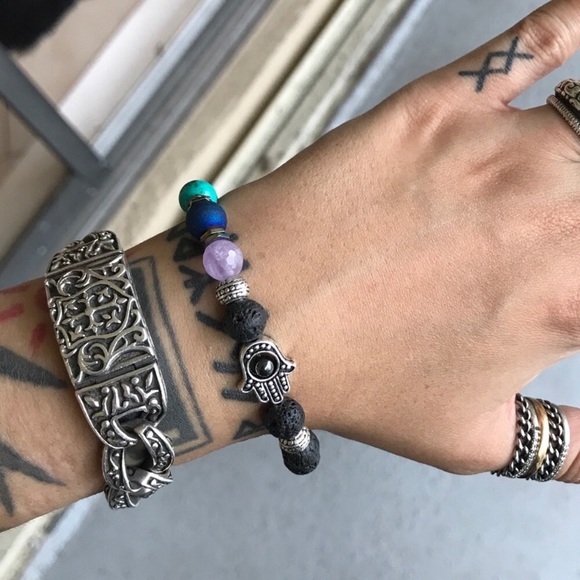 Silverskylight | Jewelry | 7 Chakra Hamsa Oil Diffuser Lava Rock ...